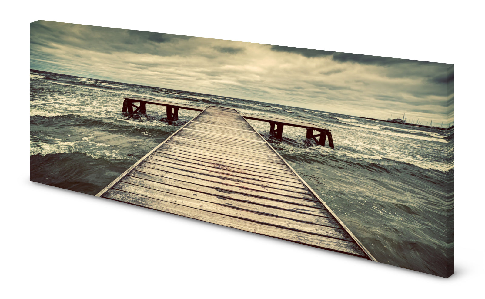 Magnettafel Pinnwand Bild Natur rauhe See Meer Steg gekantet